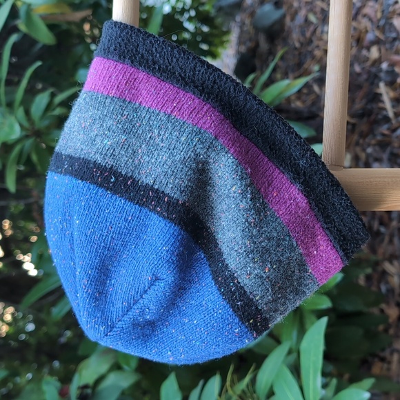 Vintage | Accessories | Vintage Fleece Lined Wool Knit Beanie W Stripes ...
